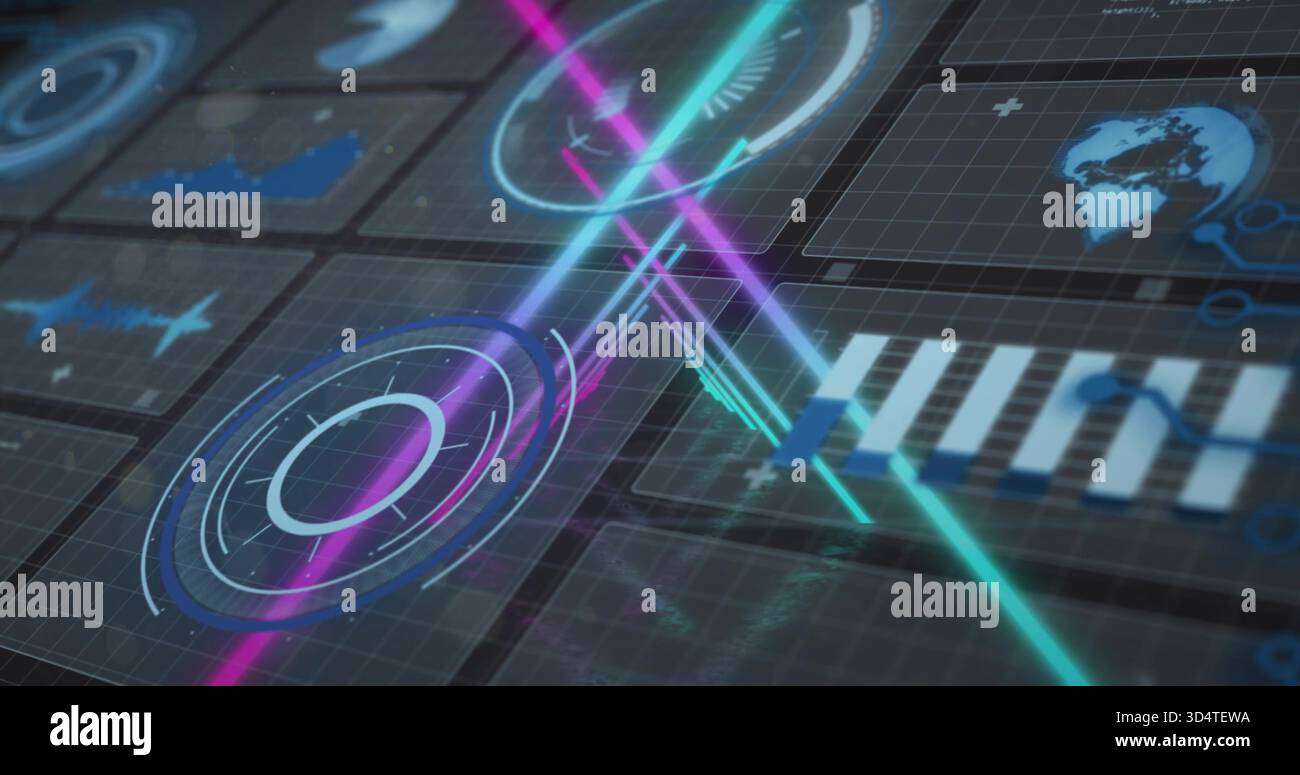 Displaying holographic HUD showing concentric rings, radial ticks on ...