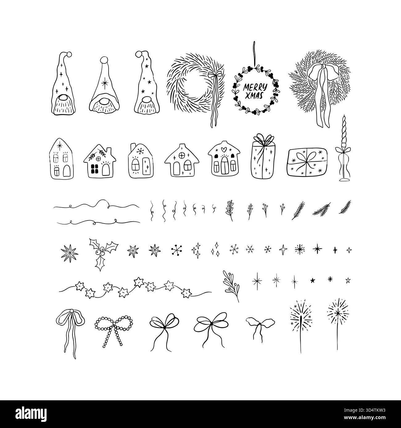 Happy merry christmas decoration Black and White Stock Photos & Images ...