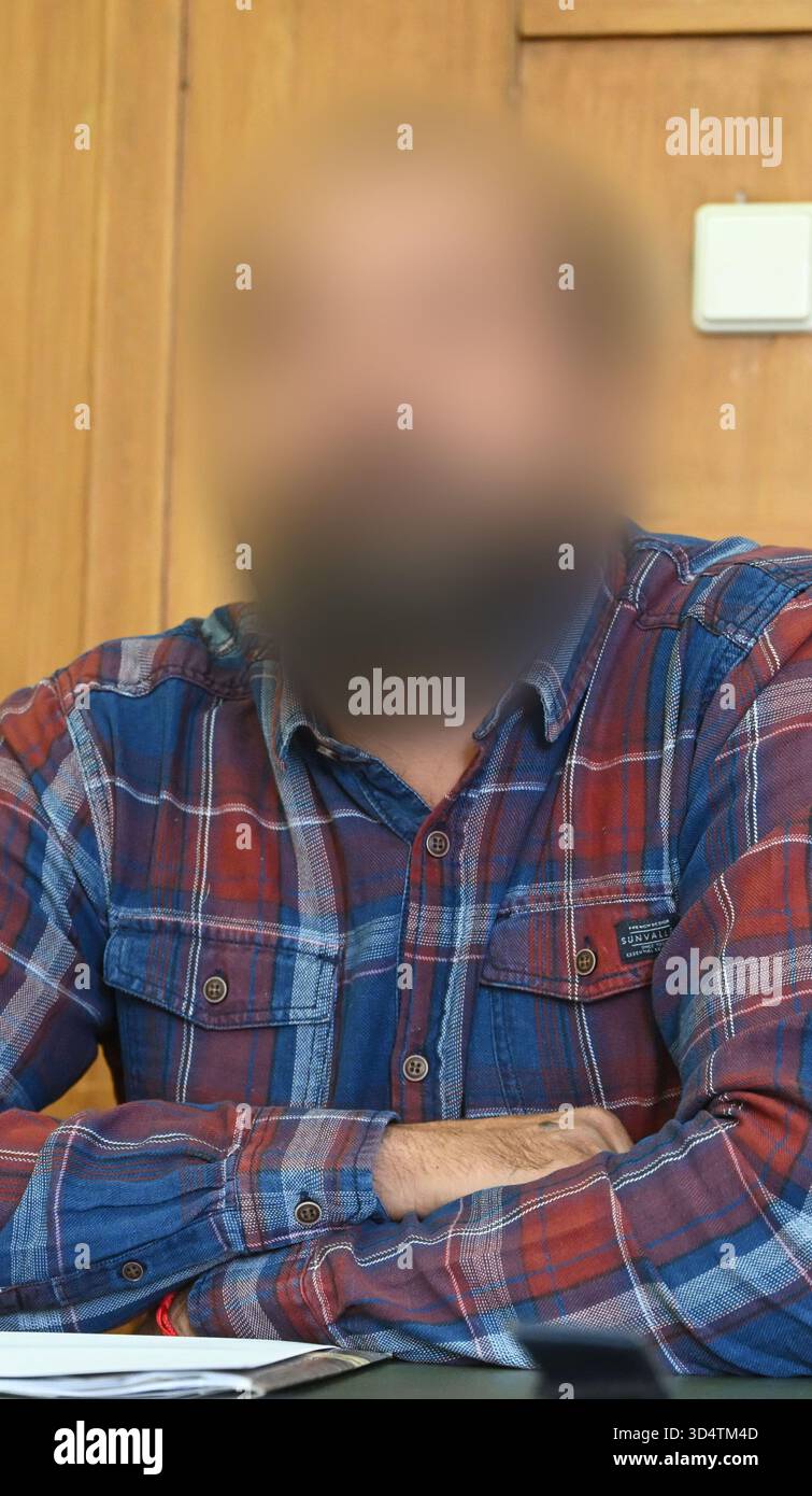 12 November 2025, Baden-Württemberg, Ettenheim: The defendant in a ...