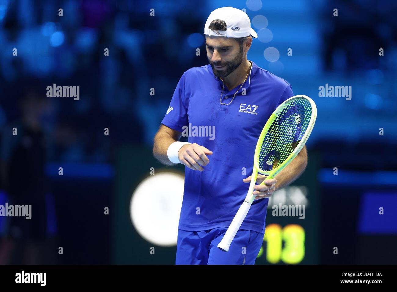 Simone Bolelli of Italy looks on during the Round Robin doubles match ...