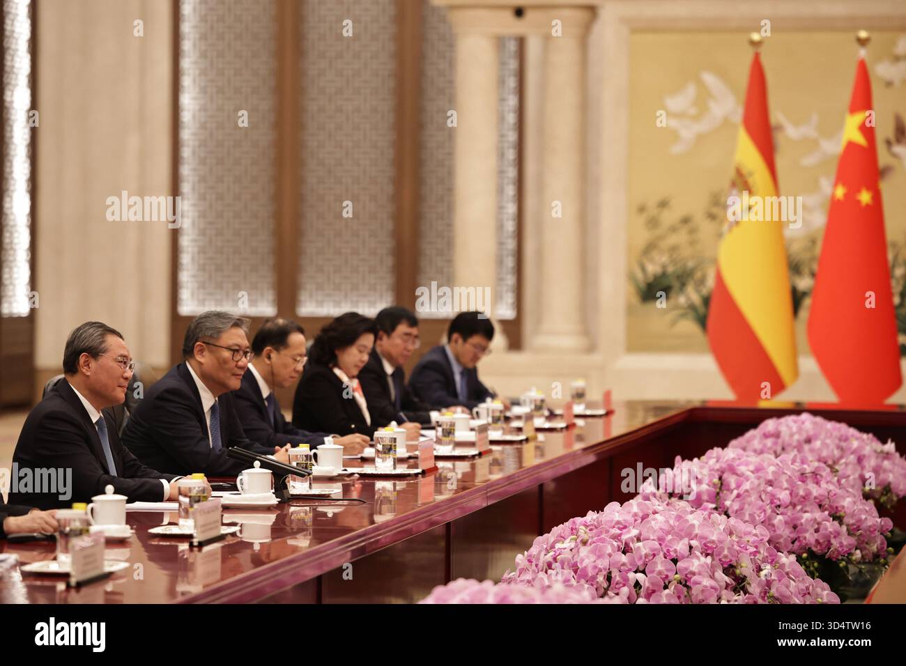 Chinese Premier Li Qiang, left, attends a meeting with Spain's King ...