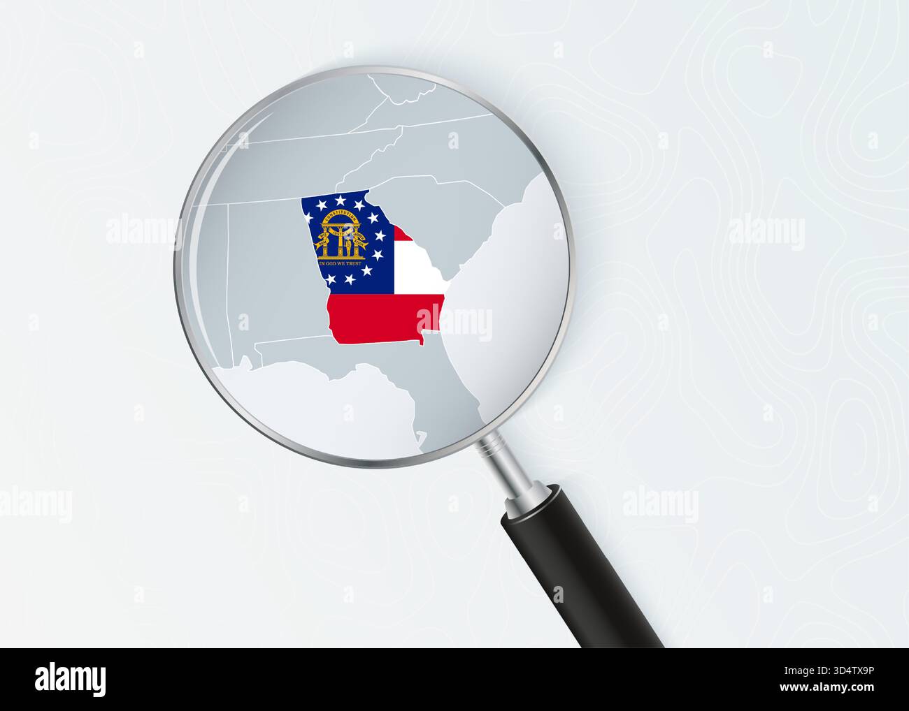Georgia Map Under Magnifying Glass with National Flag Overlay. The ...