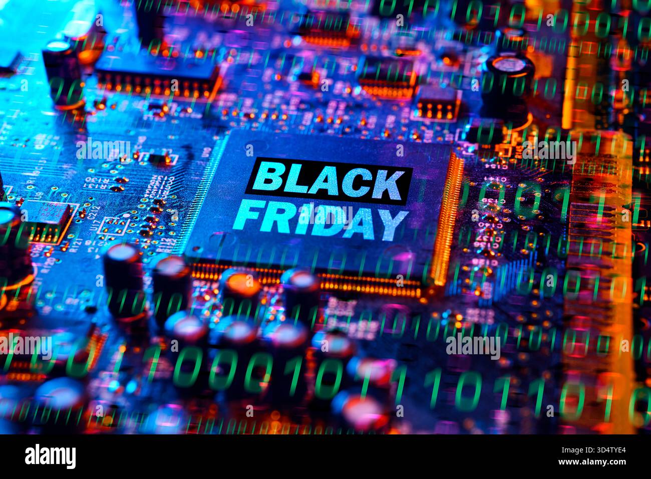 Computer chip with black friday inscription hi-res stock photography ...