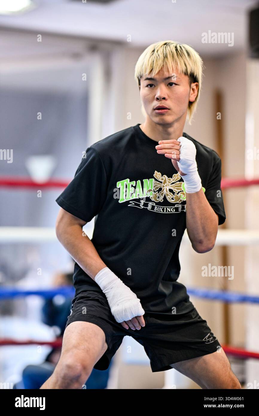 Tenshin Nasukawa of Japan during a public workout at Teiken Boxing Gym ...