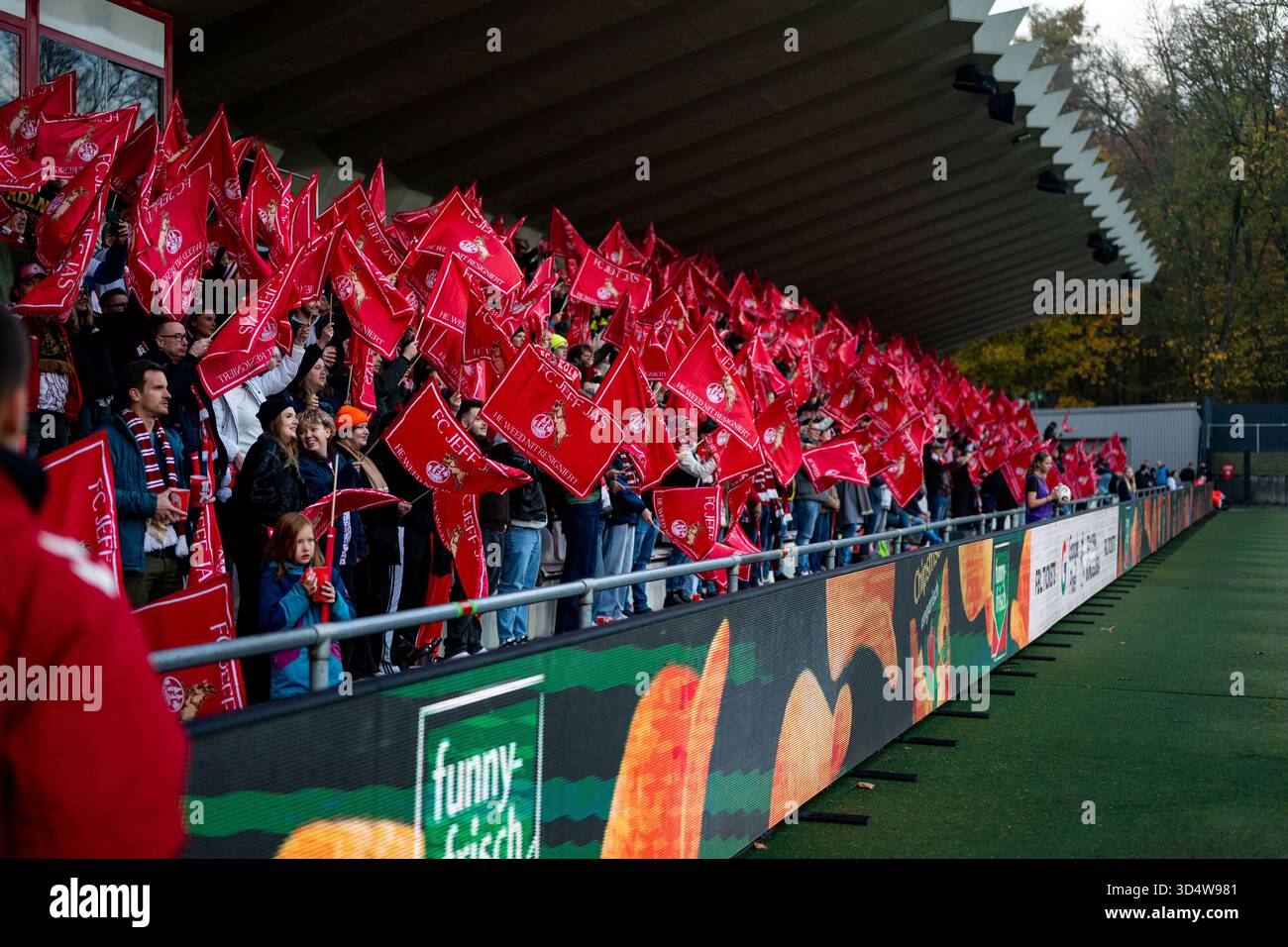 Fans [supporters] of FC Cologne with red flags / banners, GER, FC ...