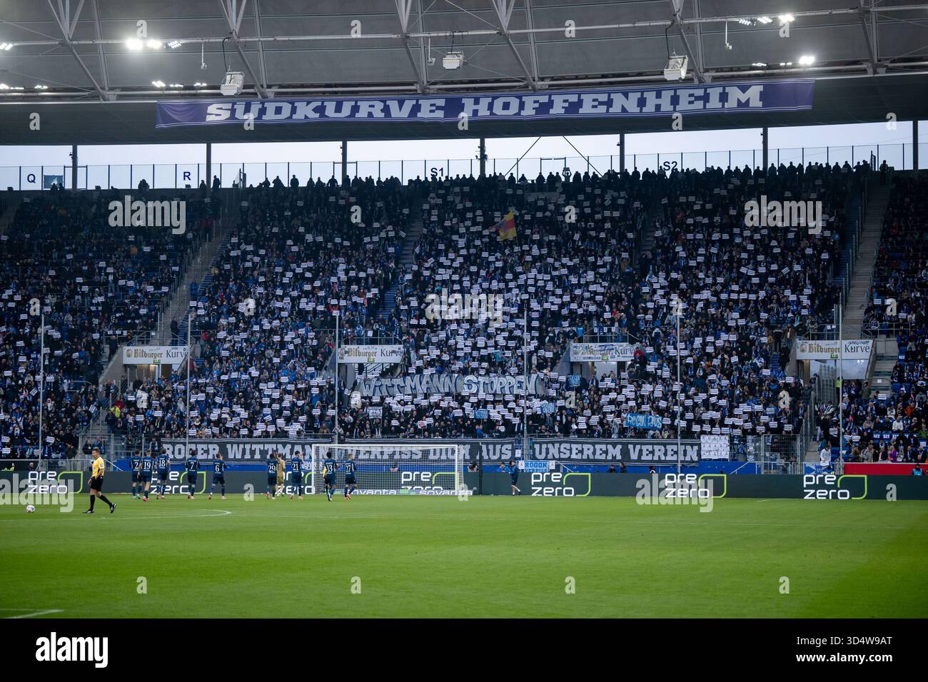 Protest of the fans [supporters] / Ultras with banner Roger Wittmann ...