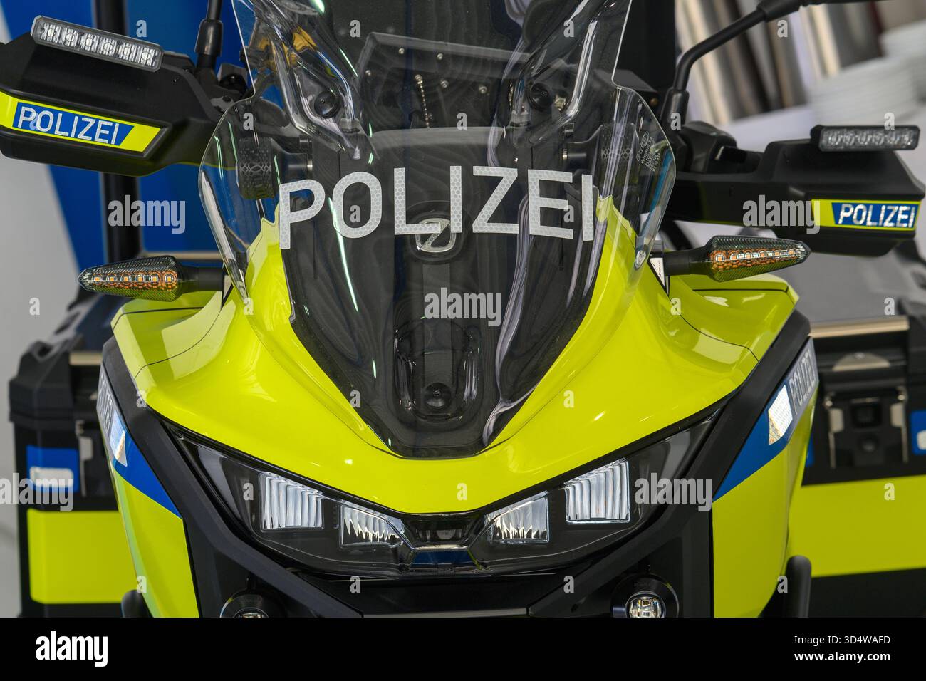 12 November 2025, Saxony-Anhalt, Magdeburg: "Police" is written on an ...