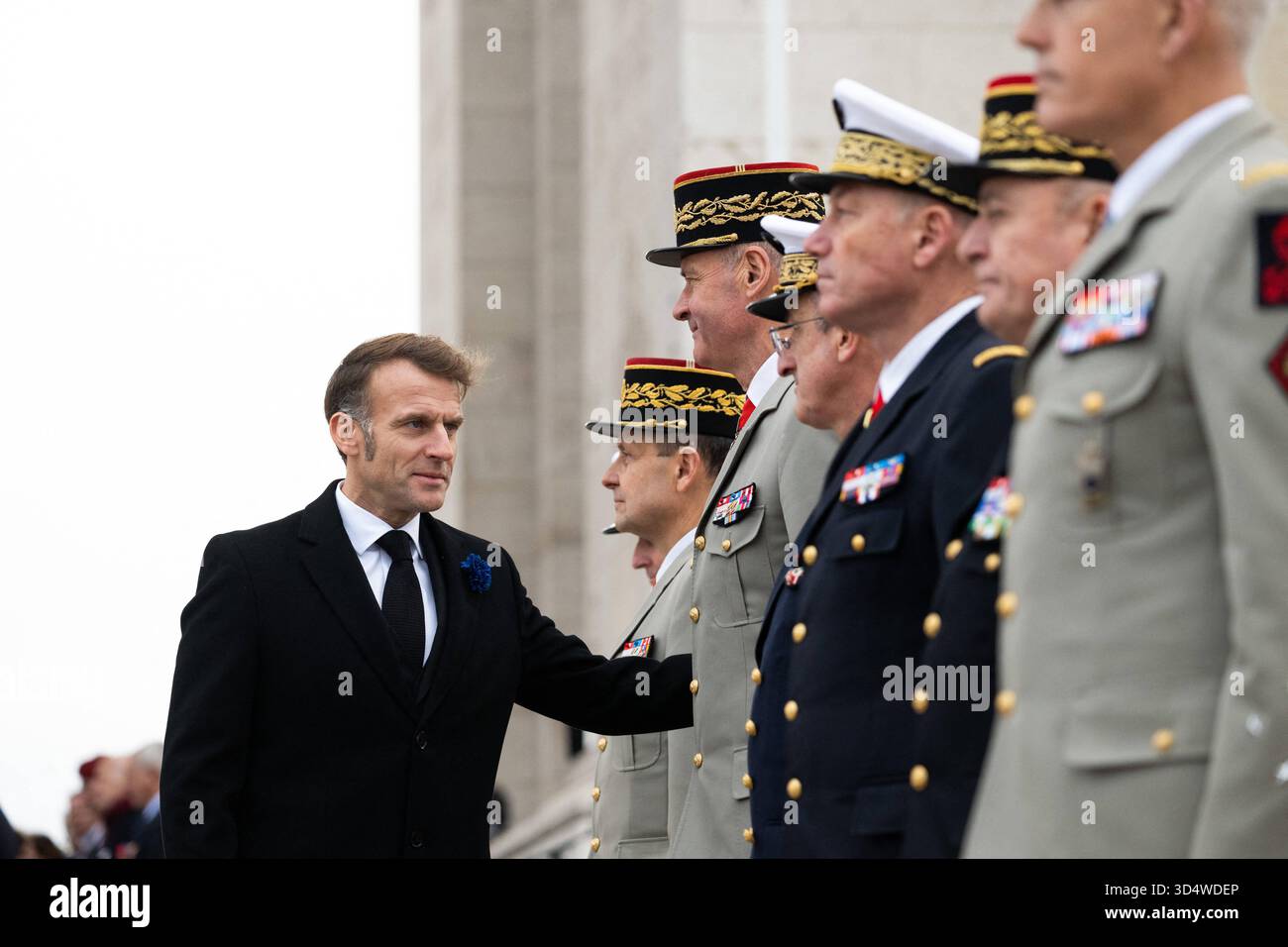 French President Emmanuel Macron. Commemoration ceremony for the 107th ...