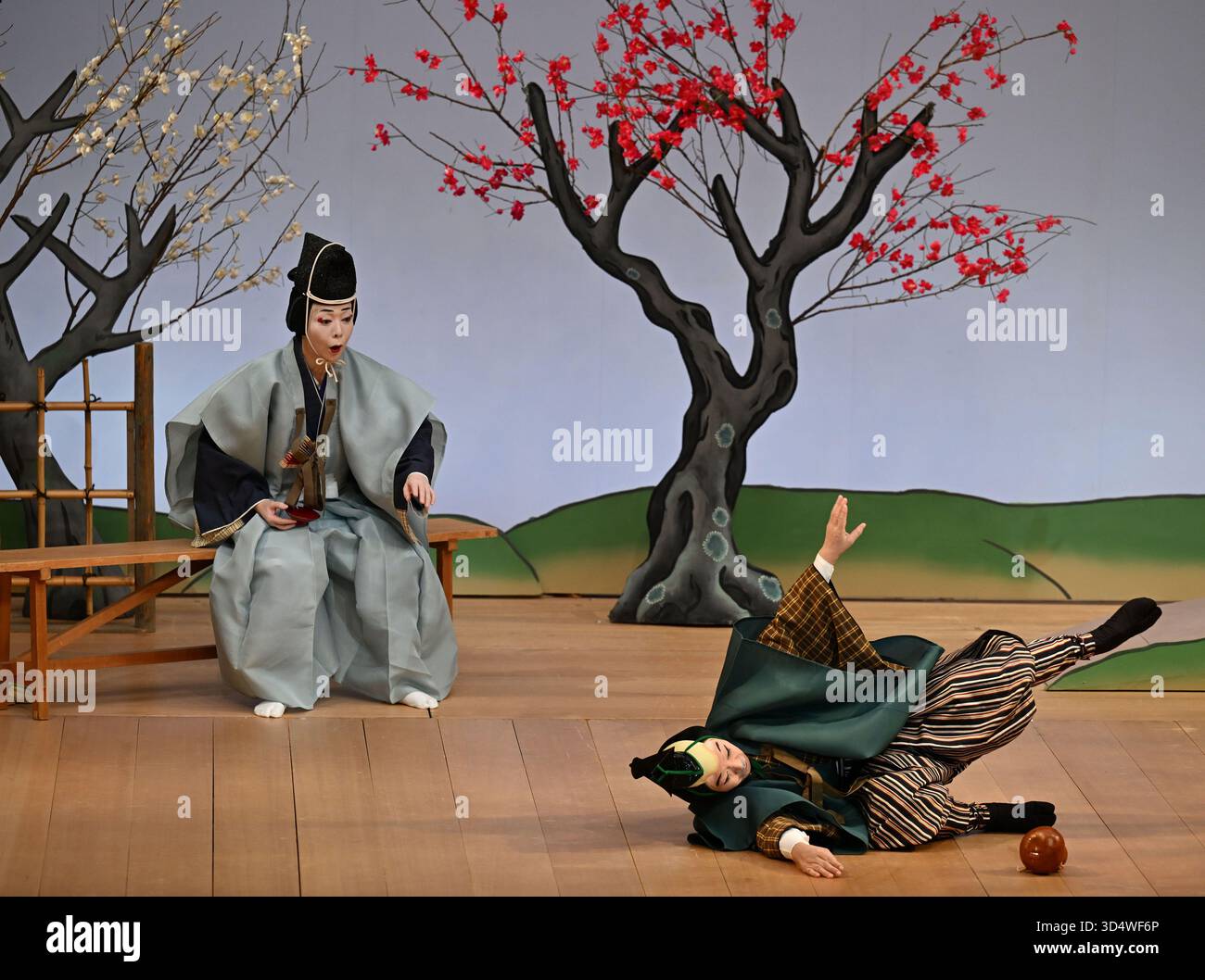 Female Japanese performing artists Geiko perform a dance in Kamigyo ...