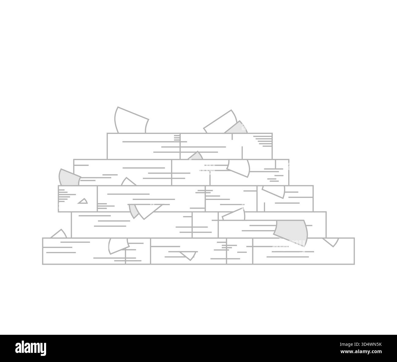 Outline drawing of a huge, crumbling mountain of reports, forms, and ...