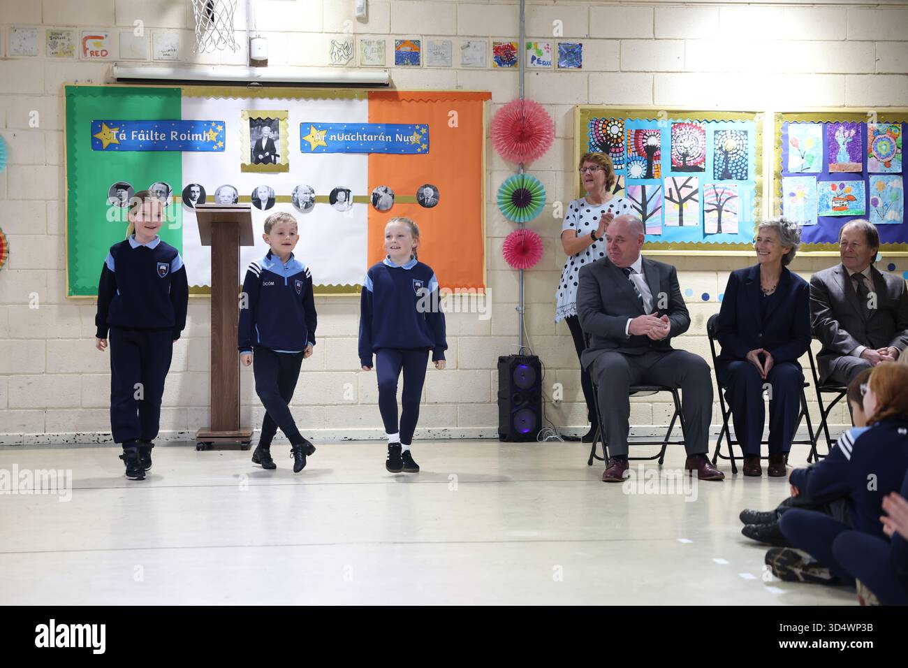 President Catherine Connolly watches pupils perform Irish dancing ...
