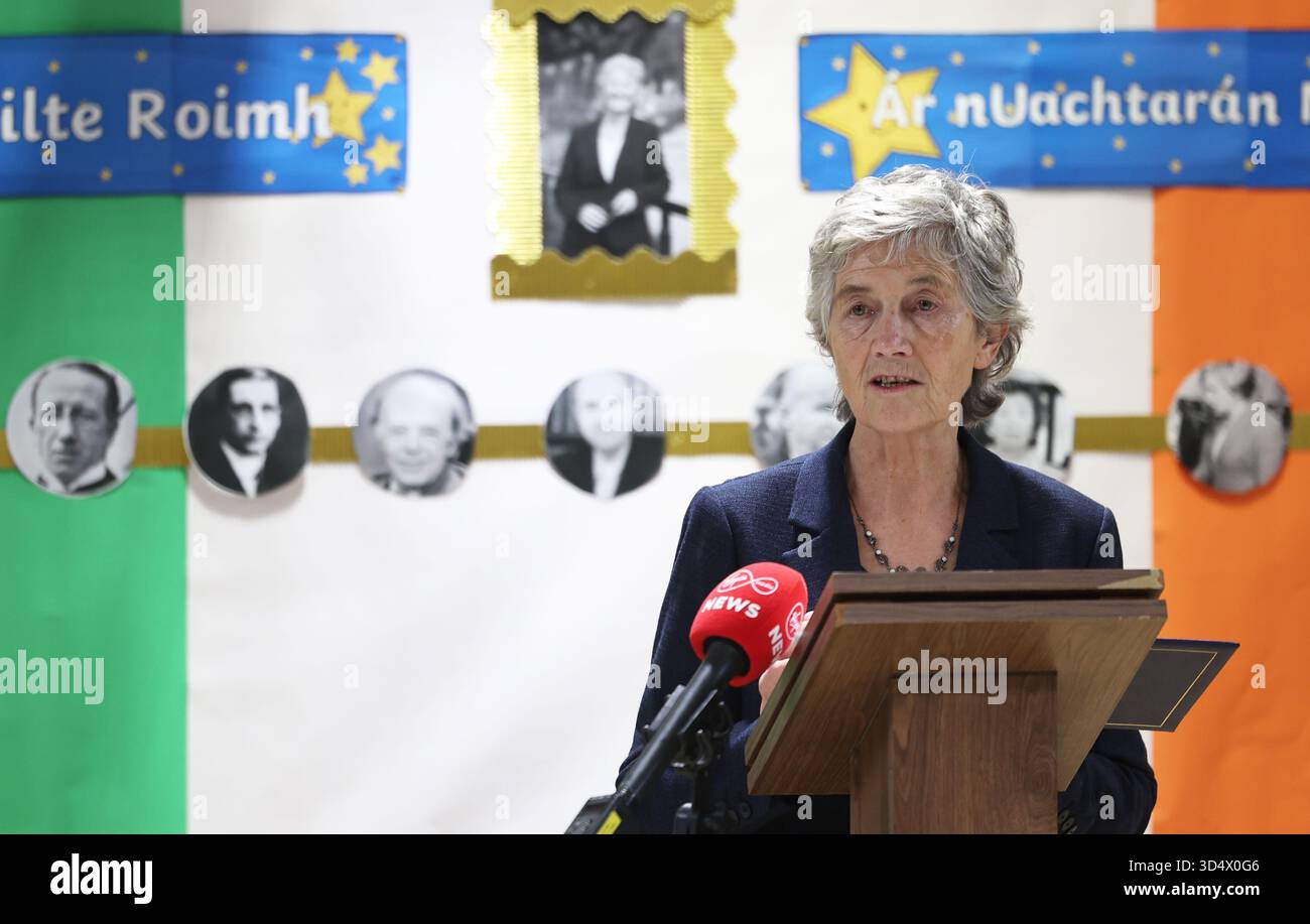 President Catherine Connolly speaking during a visit to Gaelscoil Inse ...