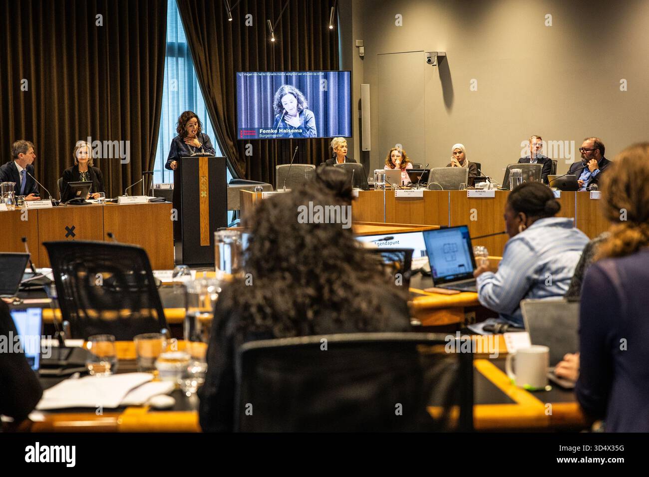 AMSTERDAM - Mayor Femke Halsema during a municipal council meeting. ANP ...