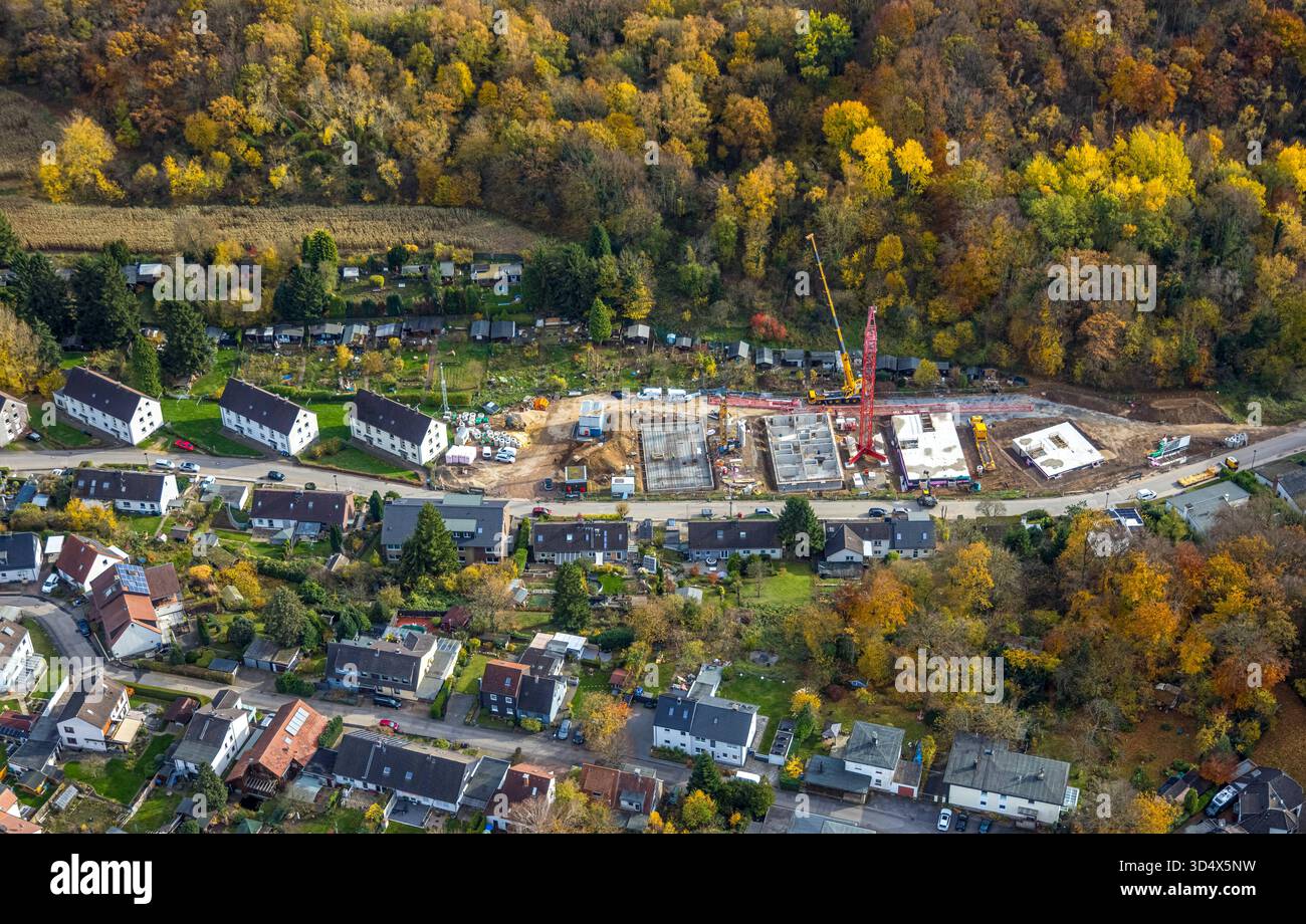 Luftbild, Baustelle mit Baukran und Neubau an der Elmenhorststraße ...