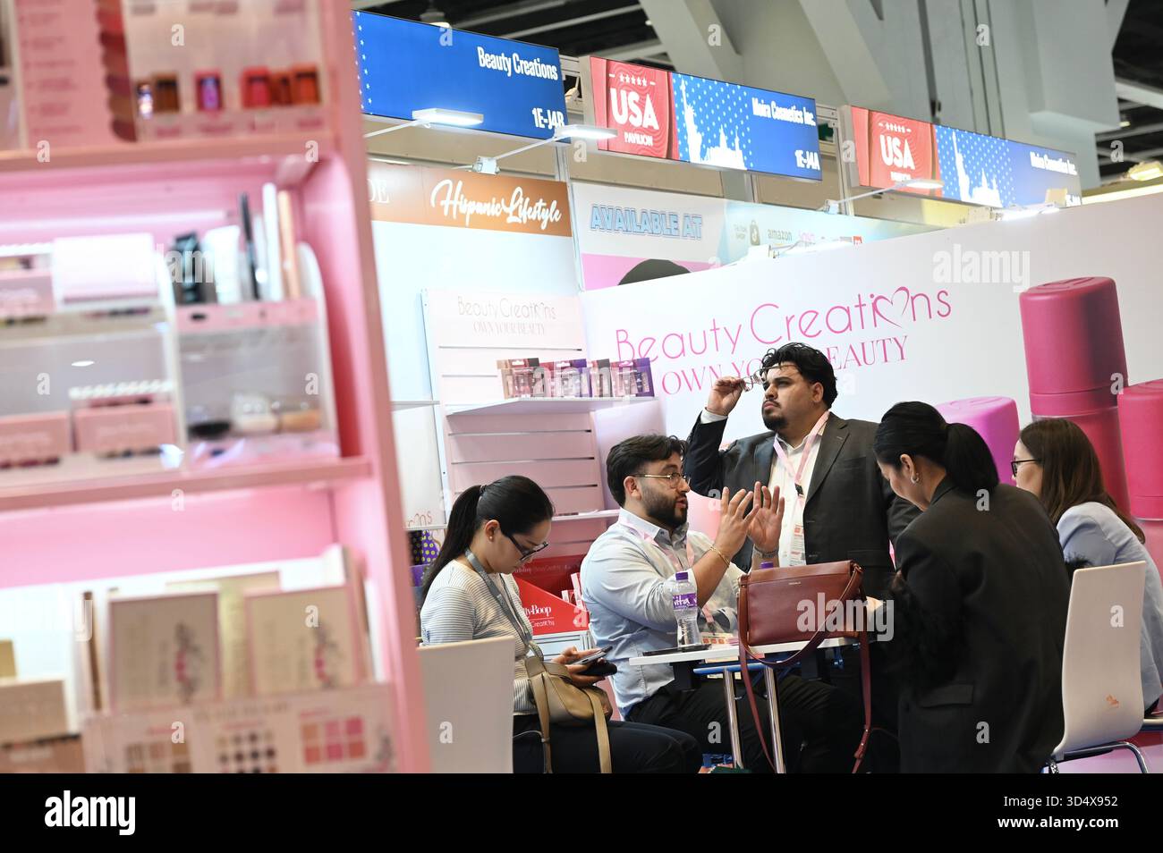 The visitors visit the USA exhibitor at the Cosmoprof Asia 2025 on ...