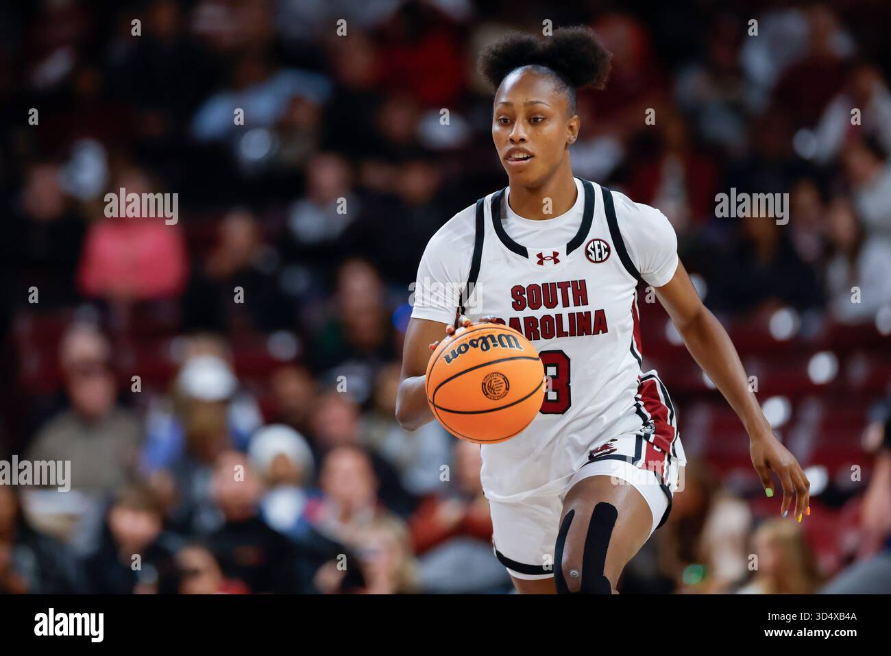South Carolina forward Joyce Edwards brings the ball upcourt during the ...