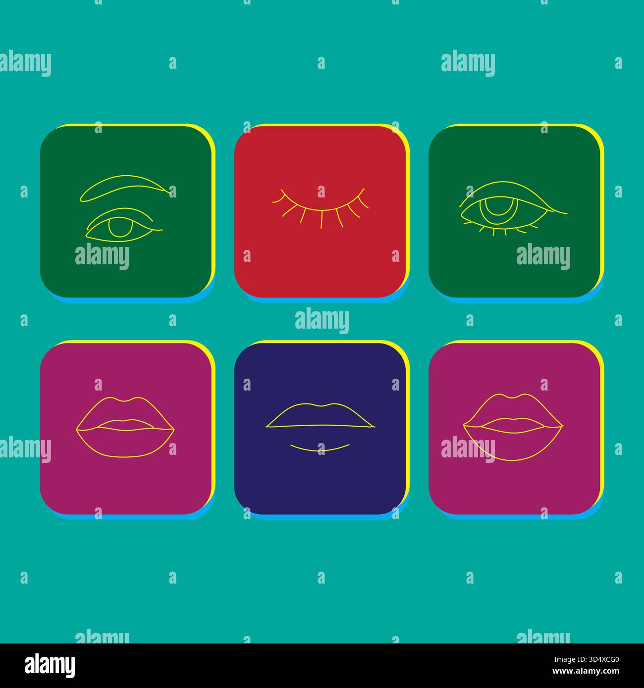 Minimalist face elements modern beauty concept flat design illustration ...