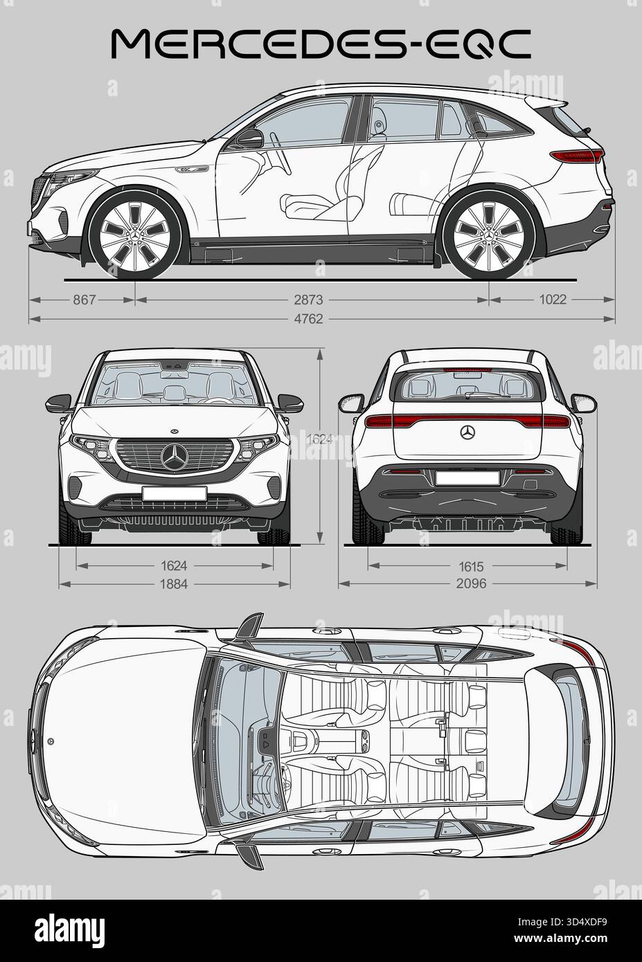 Mercedes-Benz EQC Car Blueprint Stock Vector Image & Art - Alamy