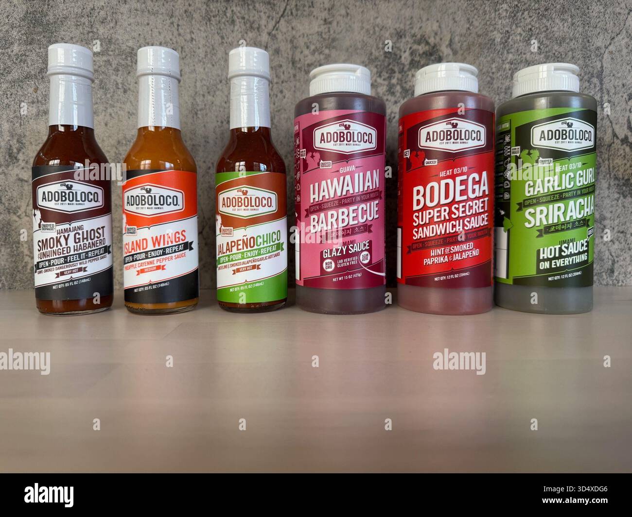 A variety of Adoboloco sauces from Hawaii's island of Maui are ...