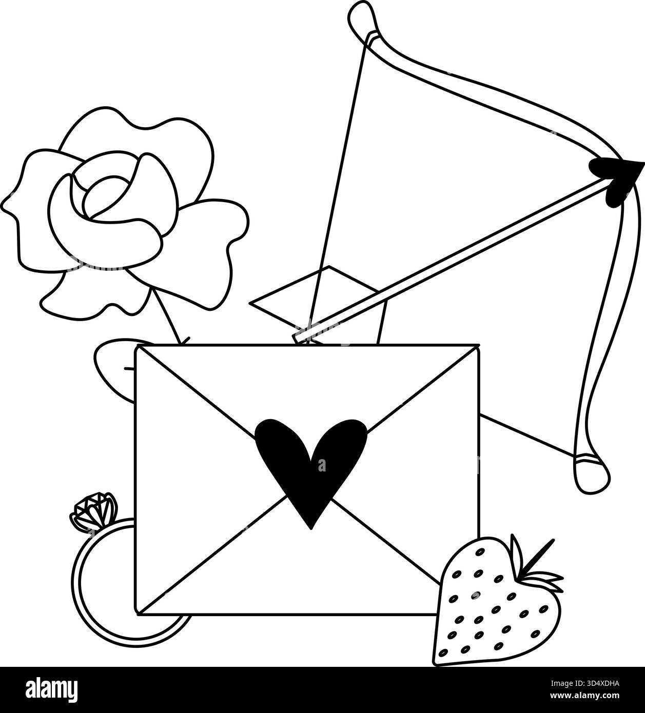 Envelope heart rose Stock Vector Images - Alamy