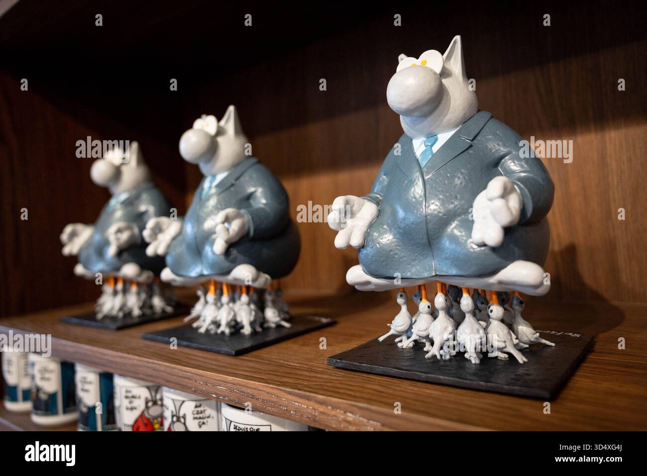 This photo is an illustration showing statues from the comic strip "Le ...