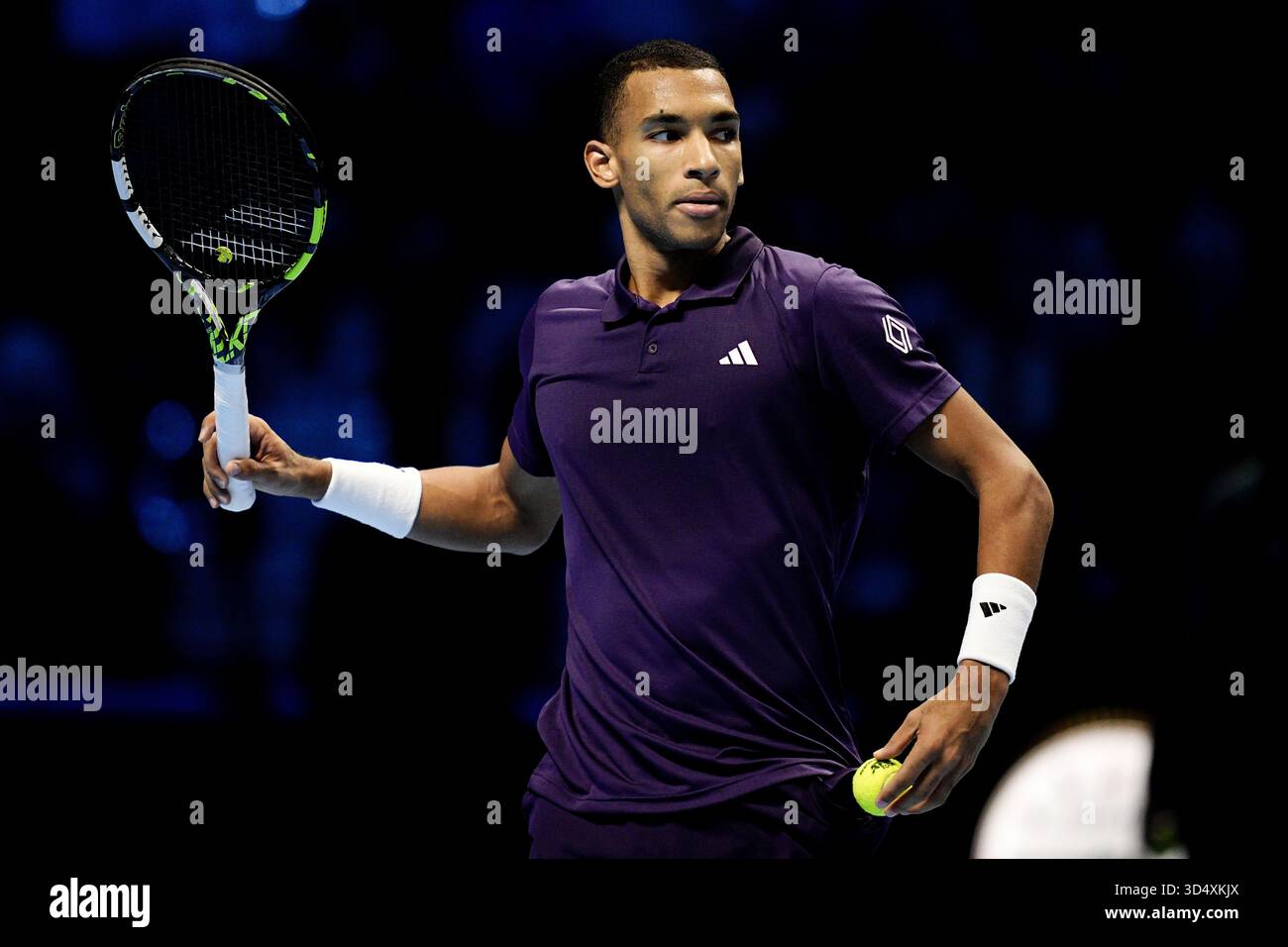 Canada's Felix Auger Aliassime react during the singles tennis match of ...
