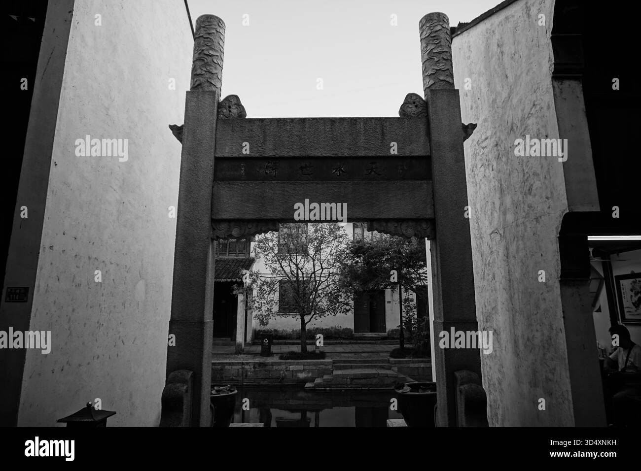 View water fall town Black and White Stock Photos & Images - Alamy
