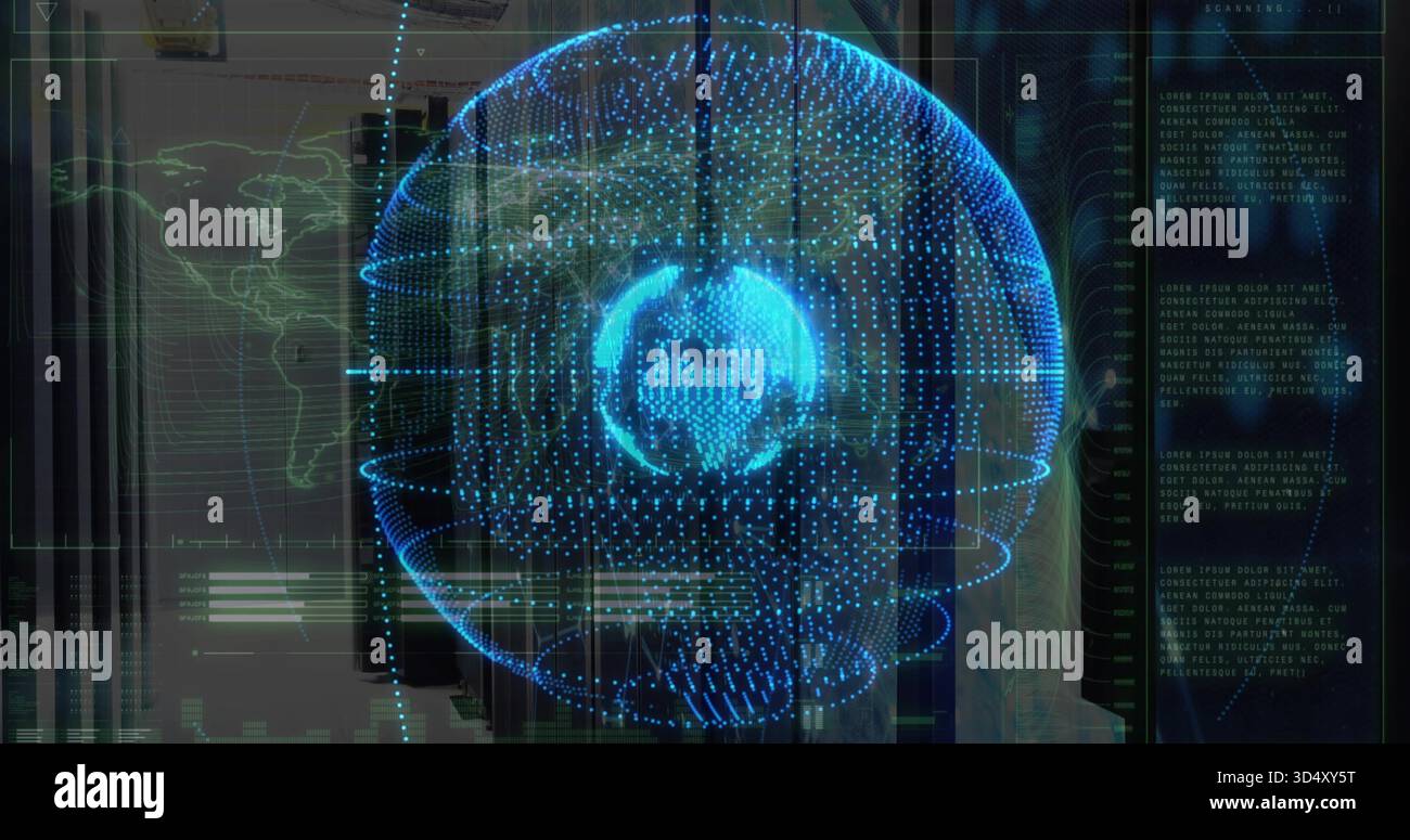 Holographic blue map code overlays hi-res stock photography and images ...