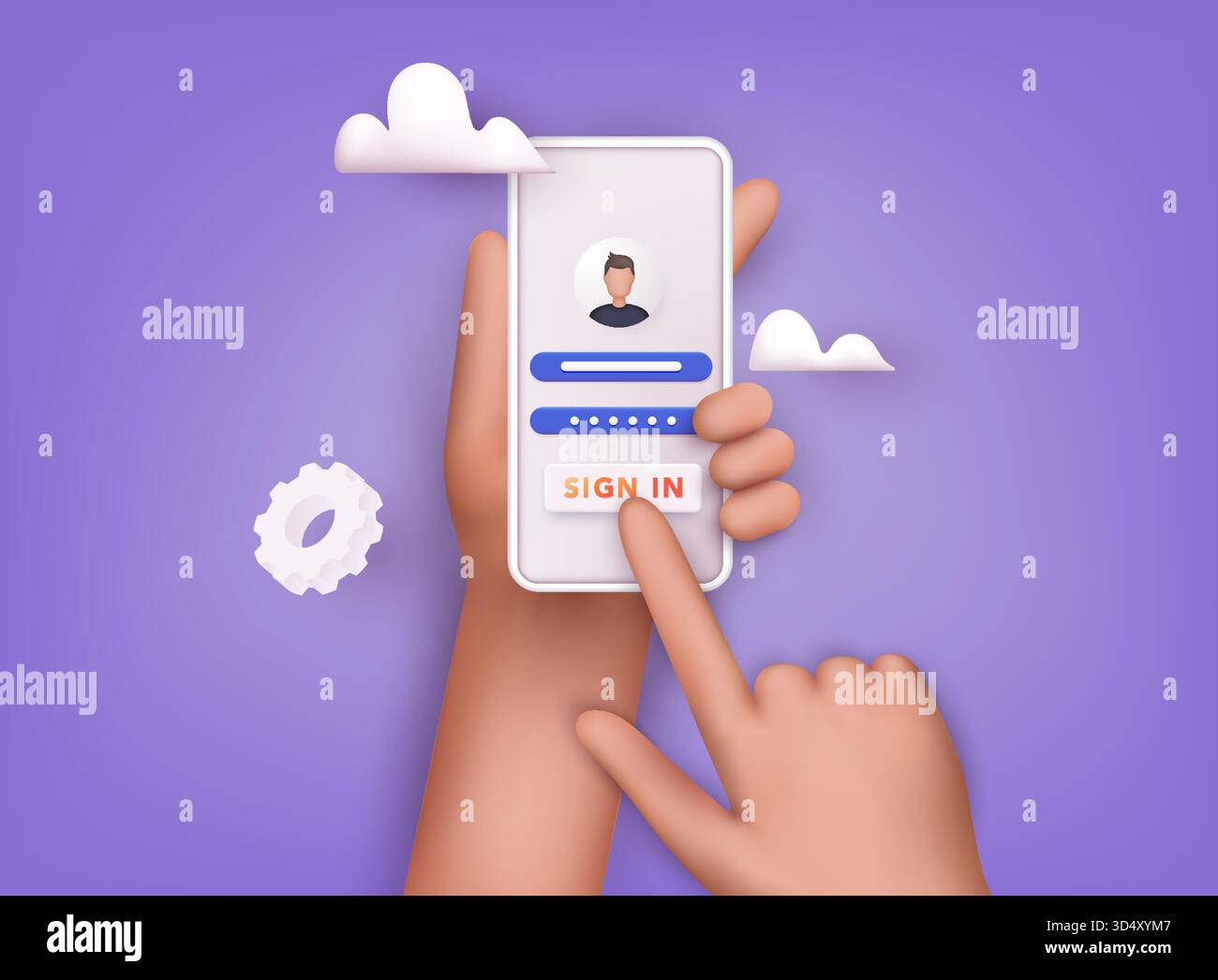 Sign in to online account on smartphone app. User interface. Secure ...