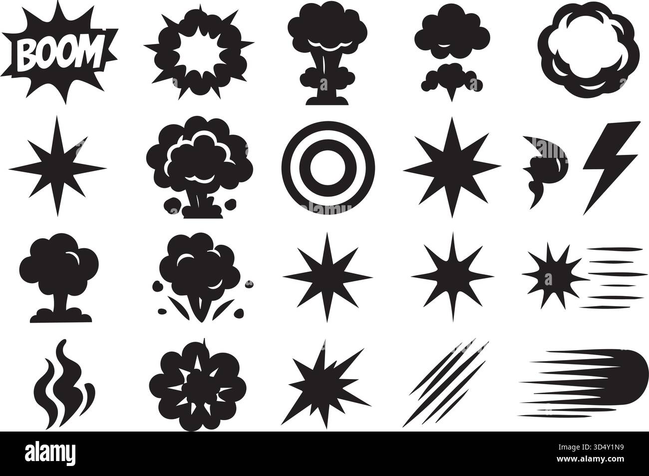Comic cartoon line explosive effect, speed burst motion element set ...