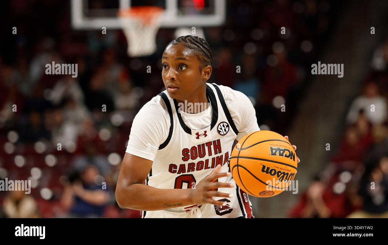 South Carolina guard Ta'Niya Latson drives to the basket during the ...