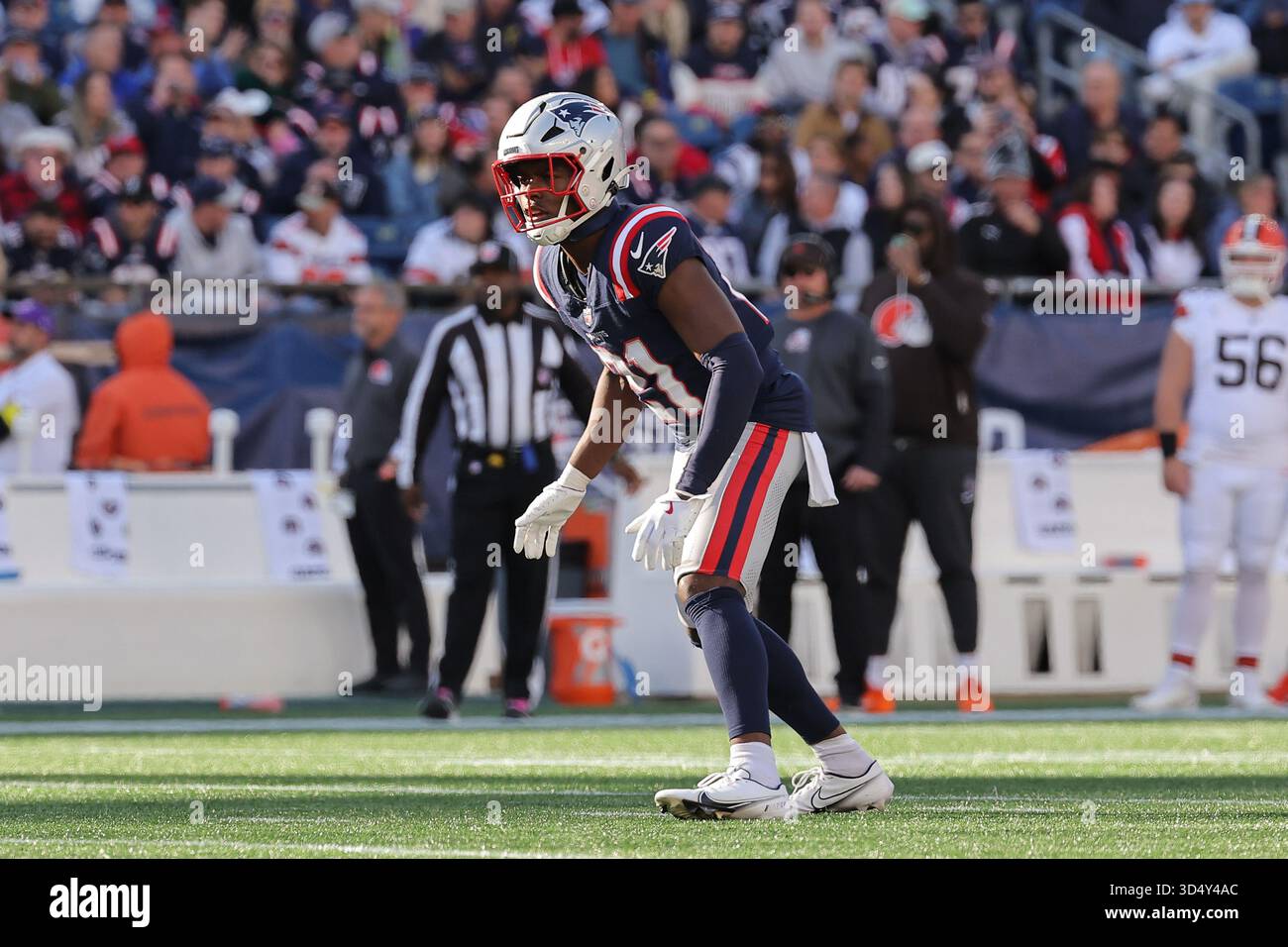 New England Patriots' Jaylinn Hawkins during an NFL football game ...