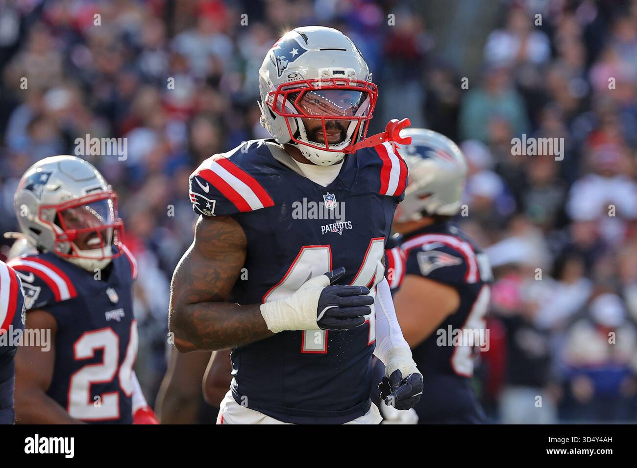 New England Patriots' K'Lavon Chaisson during an NFL football game ...
