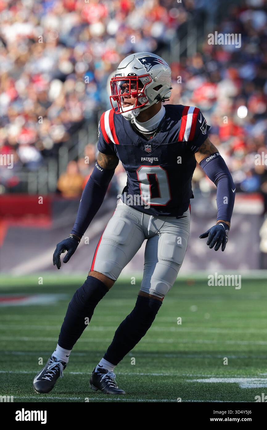 New England Patriots' Christian Gonzalez during an NFL football game ...