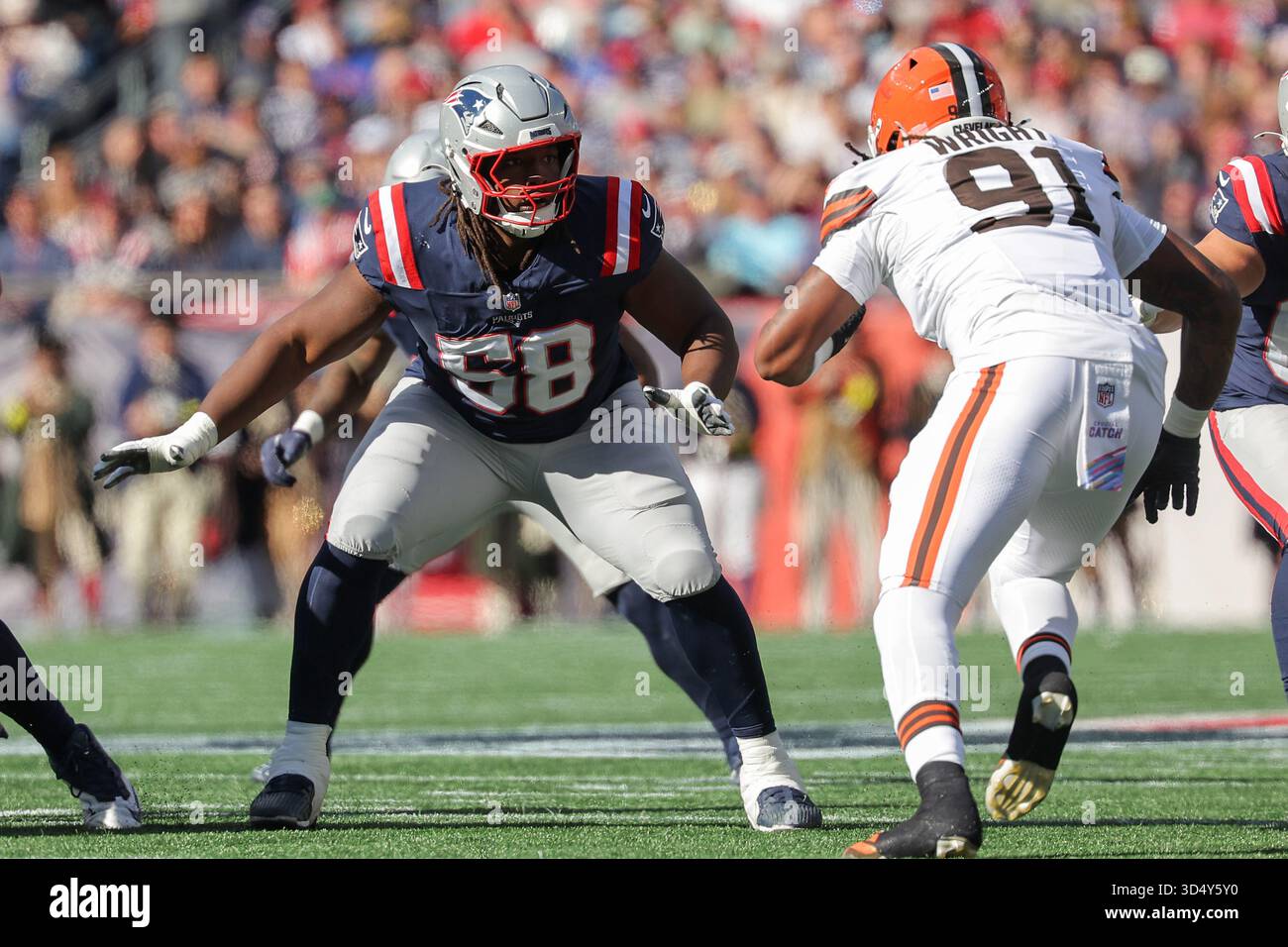 New England Patriots center Jared Wilson during an NFL football game ...
