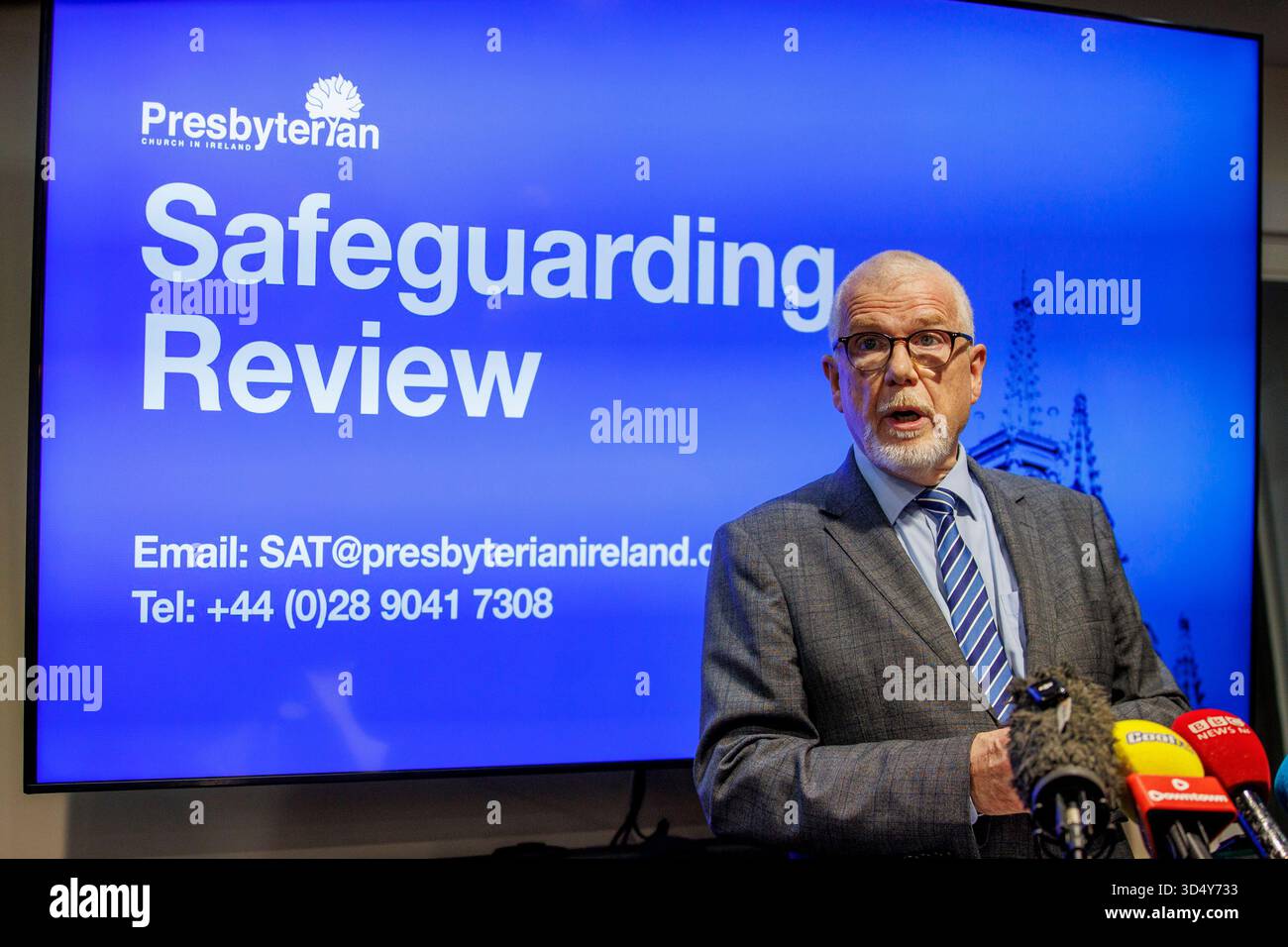 Rev Dr David Bruce speaks to the media during a press conference for ...