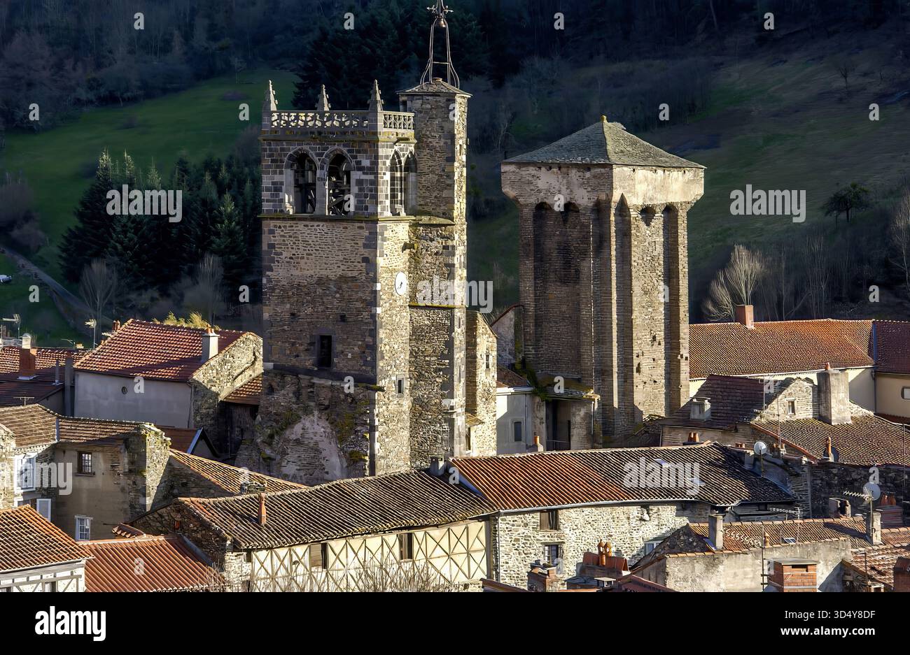 Blesle village, labeled the Most Beautiful Villages of France. The ...