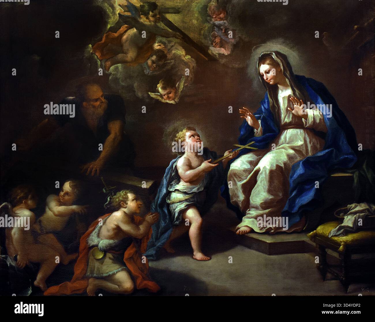 Gesu bambino offre il Simbolo della croce alla Vergine alla prezenza di ...