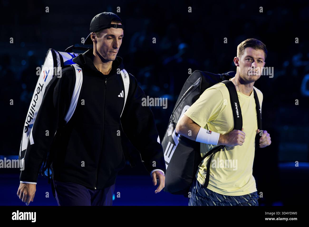 Joe Salisbury (L) and Neal Skupski of Great Britain walk out prior to ...