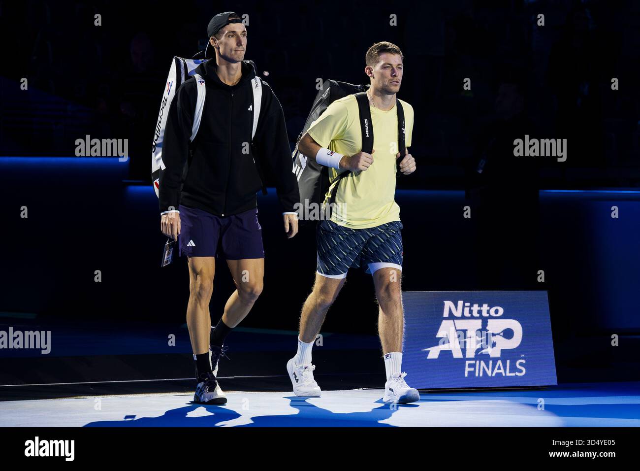 Joe Salisbury (L) and Neal Skupski of Great Britain walk out prior to ...