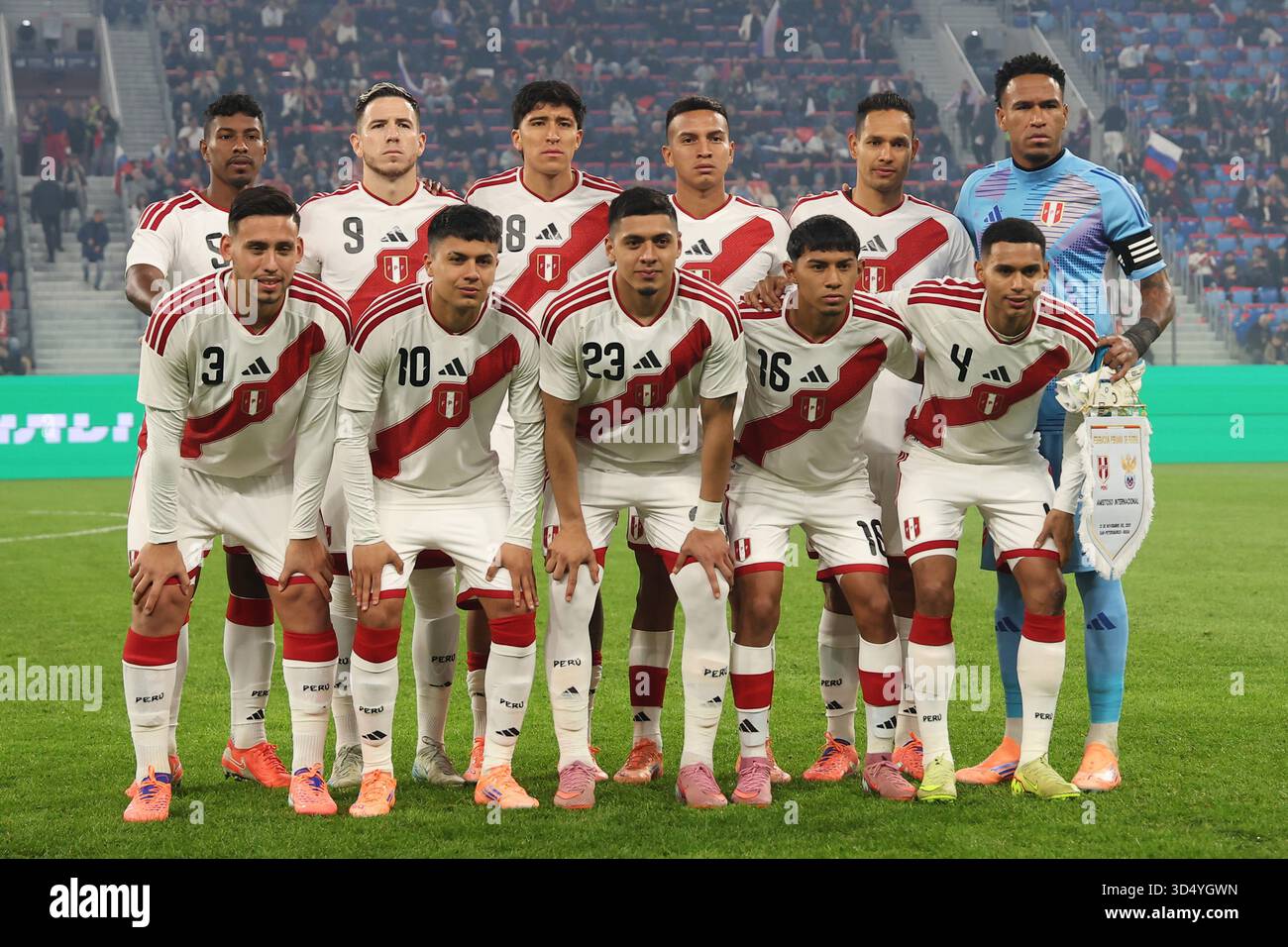 Peru's players pose for a photo ahead of an international friendly ...