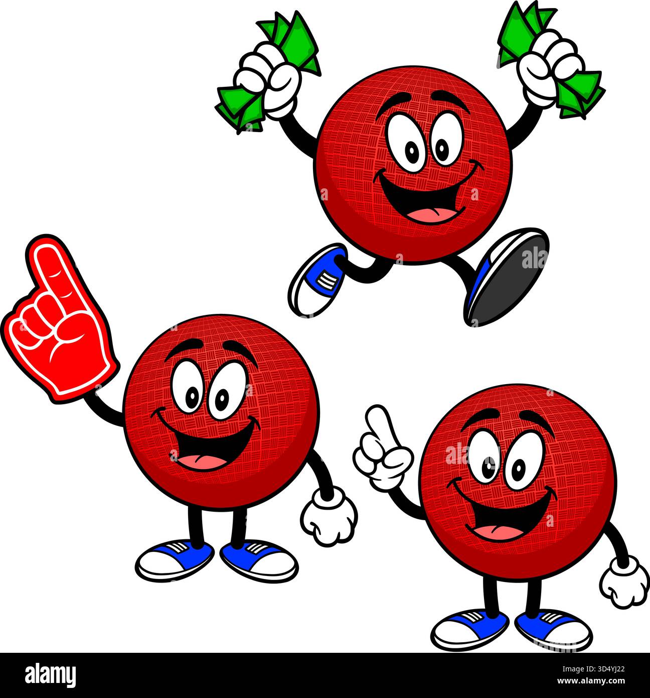 Dodgeball Mascot Set 03, Hand Drawn illustrations of Dodgeball Mascots ...