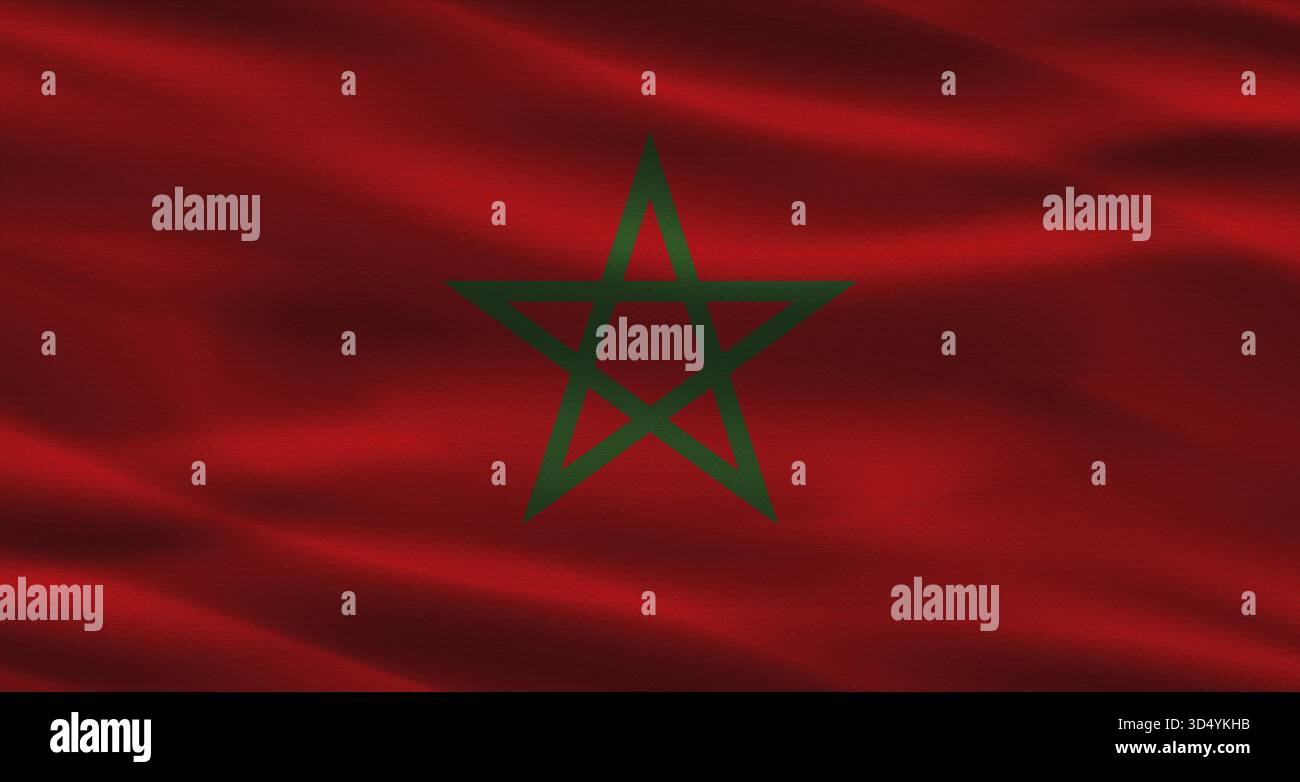 Moroccan flag with fabric texture. Realistic flag of Morocco waving ...