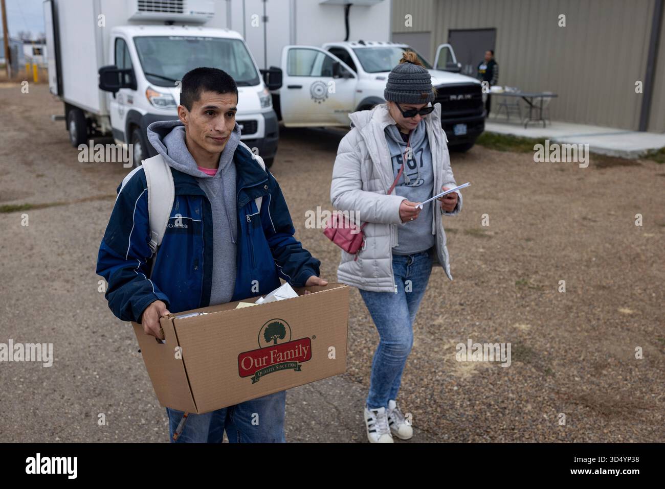 Dillon Jackson-Fischer and his partner Miki Agosto leave a food ...