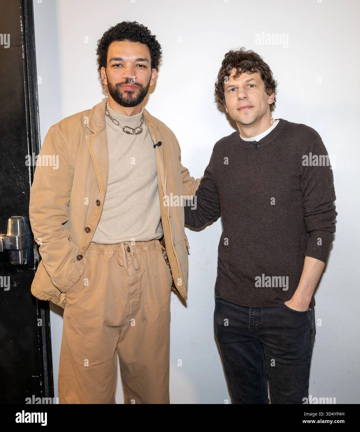 DORAL, FL - NOV 12: Justice Smith and Jesse Eisenberg are seen during ...