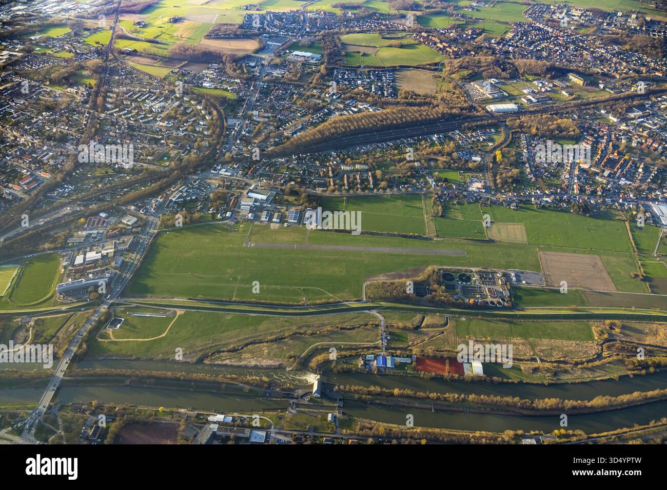 Aerial view, conversion of Lippewiesen FuerHamm to the water, Hamm ...