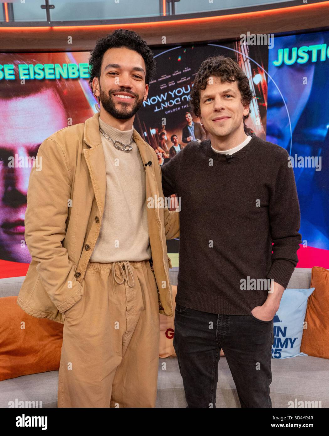 DORAL, FL - NOV 12: Justice Smith and Jesse Eisenberg are seen during ...