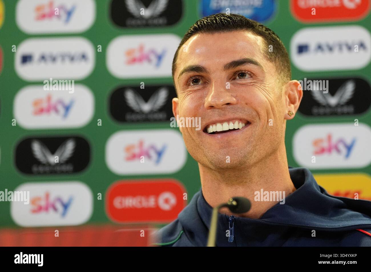 Portugal's Cristiano Ronaldo during a press conference at the Aviva ...