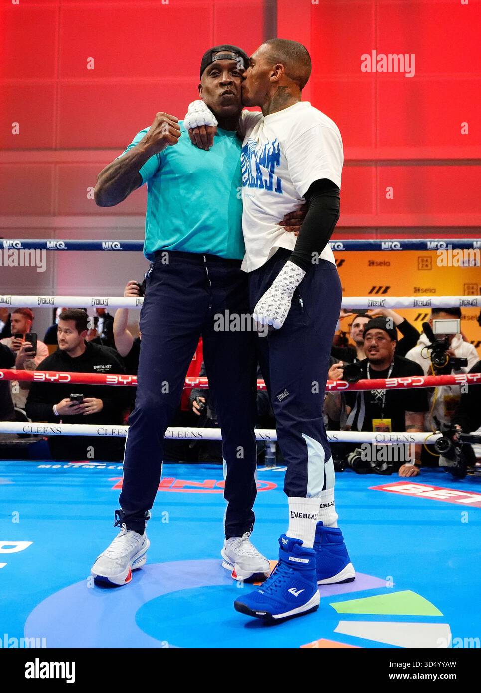 Conor Benn (right) and Nigel Benn during an open workout at The ...