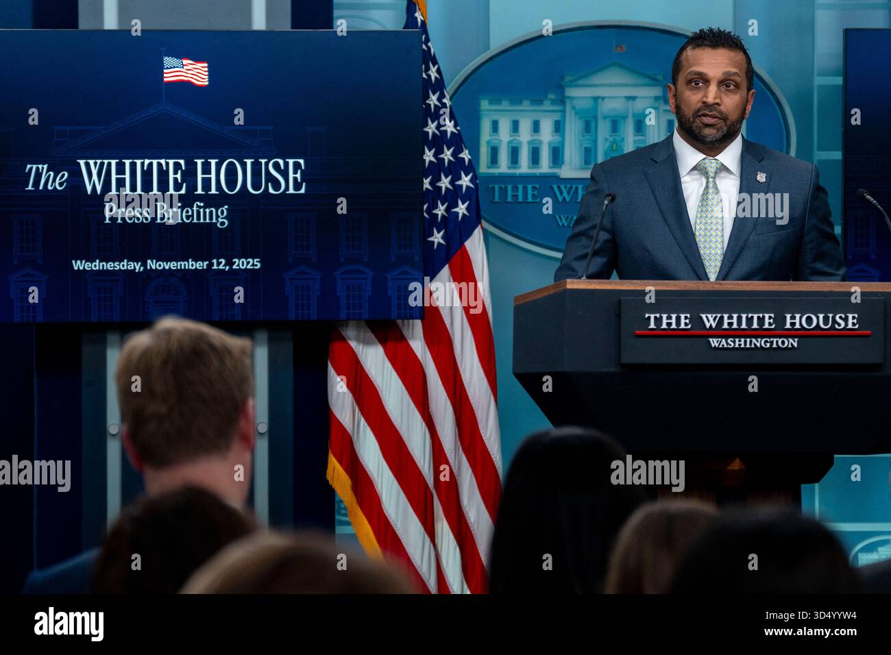 FBI Director Kash Patel speaks during a press briefing in the James S. Brady Briefing Room at ...